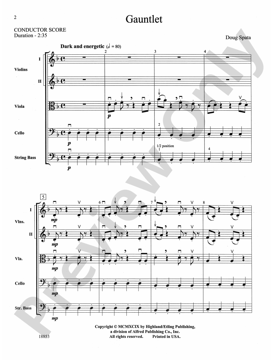 Gauntlet: String Orchestra Conductor Score & Parts: Doug Spata ...