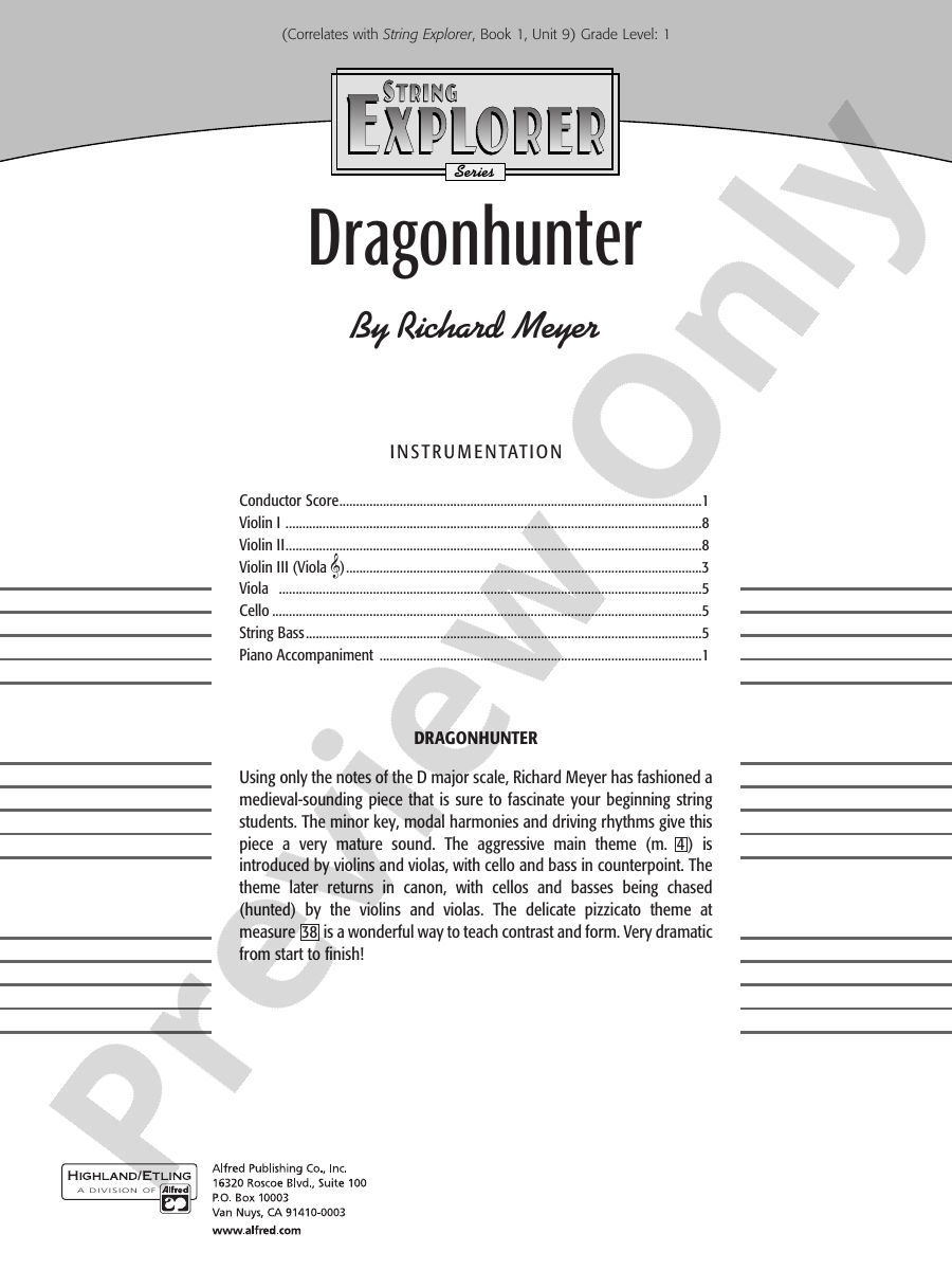 Dragonhunter: String Orchestra Conductor Score & Parts: Richard Meyer ...