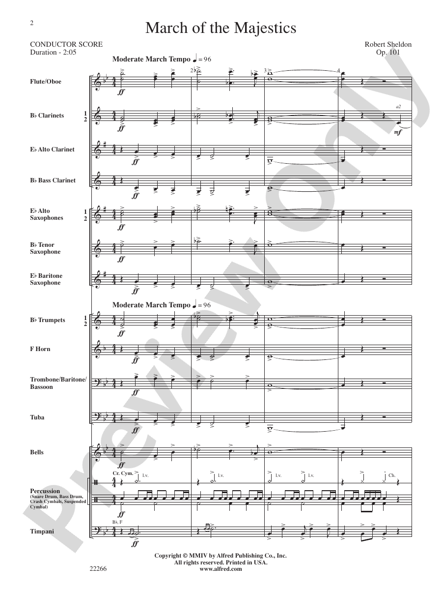 March of the Majestics: Concert Band Conductor Score & Parts: Robert ...