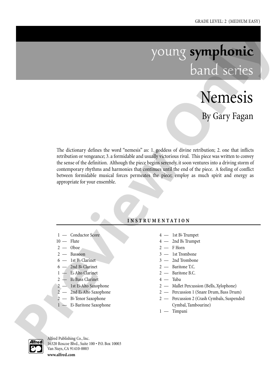 Nemesis: Concert Band Conductor Score & Parts: Gary Fagan - Digital ...