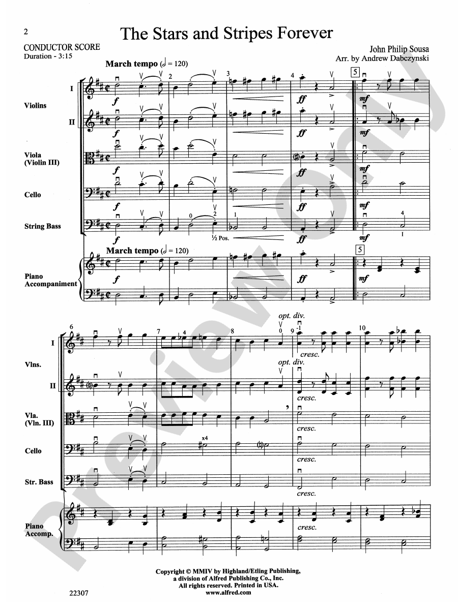 The Stars and Stripes Forever: String Orchestra Conductor Score & Parts ...