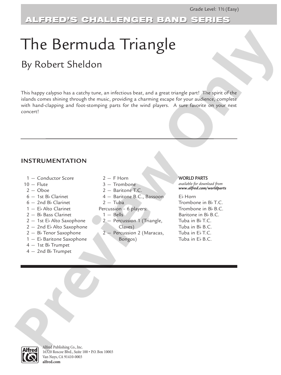 The Bermuda Triangle: Concert Band Conductor Score & Parts: Robert ...