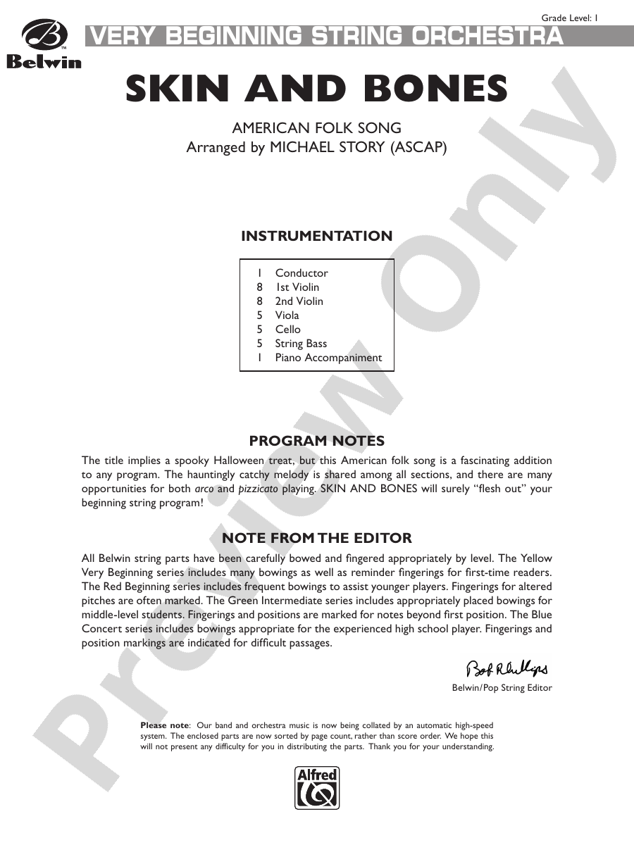 Skin and Bones: String Orchestra Conductor Score & Parts - Digital ...