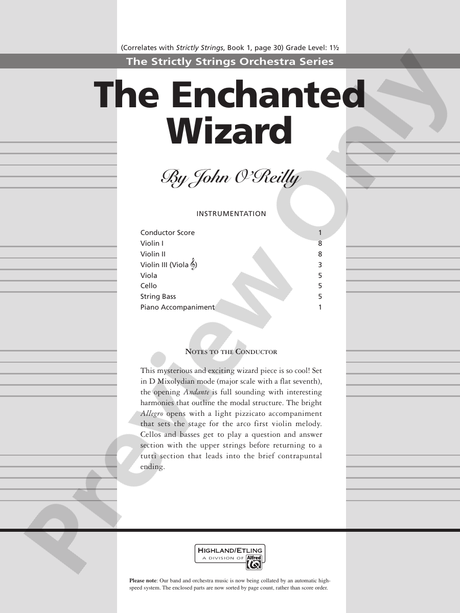The Enchanted Wizard: String Orchestra Conductor Score & Parts: John O ...