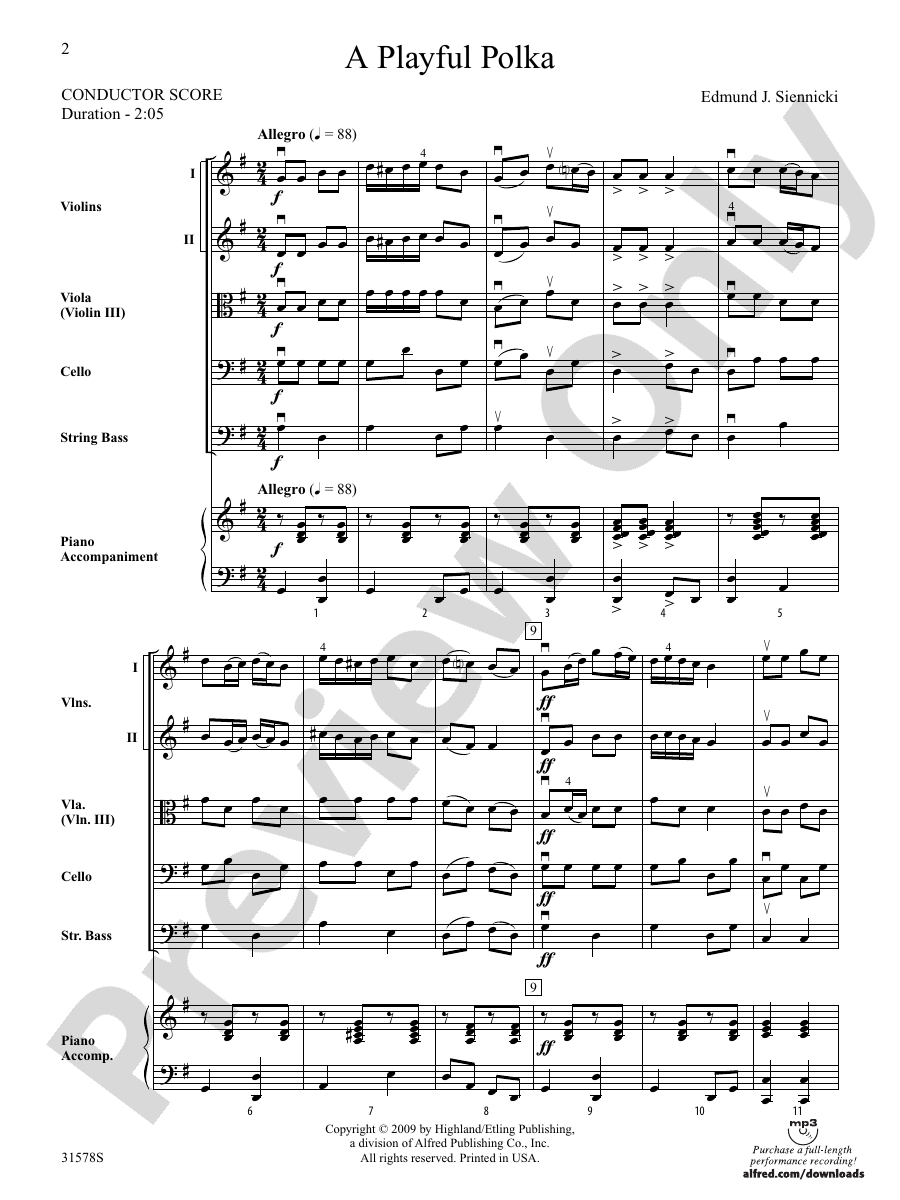 A Playful Polka: String Orchestra Conductor Score & Parts: Edmund J ...