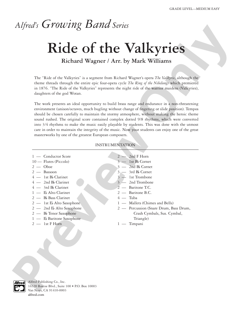 Ride of the Valkyries: Concert Band Conductor Score & Parts: Richard ...
