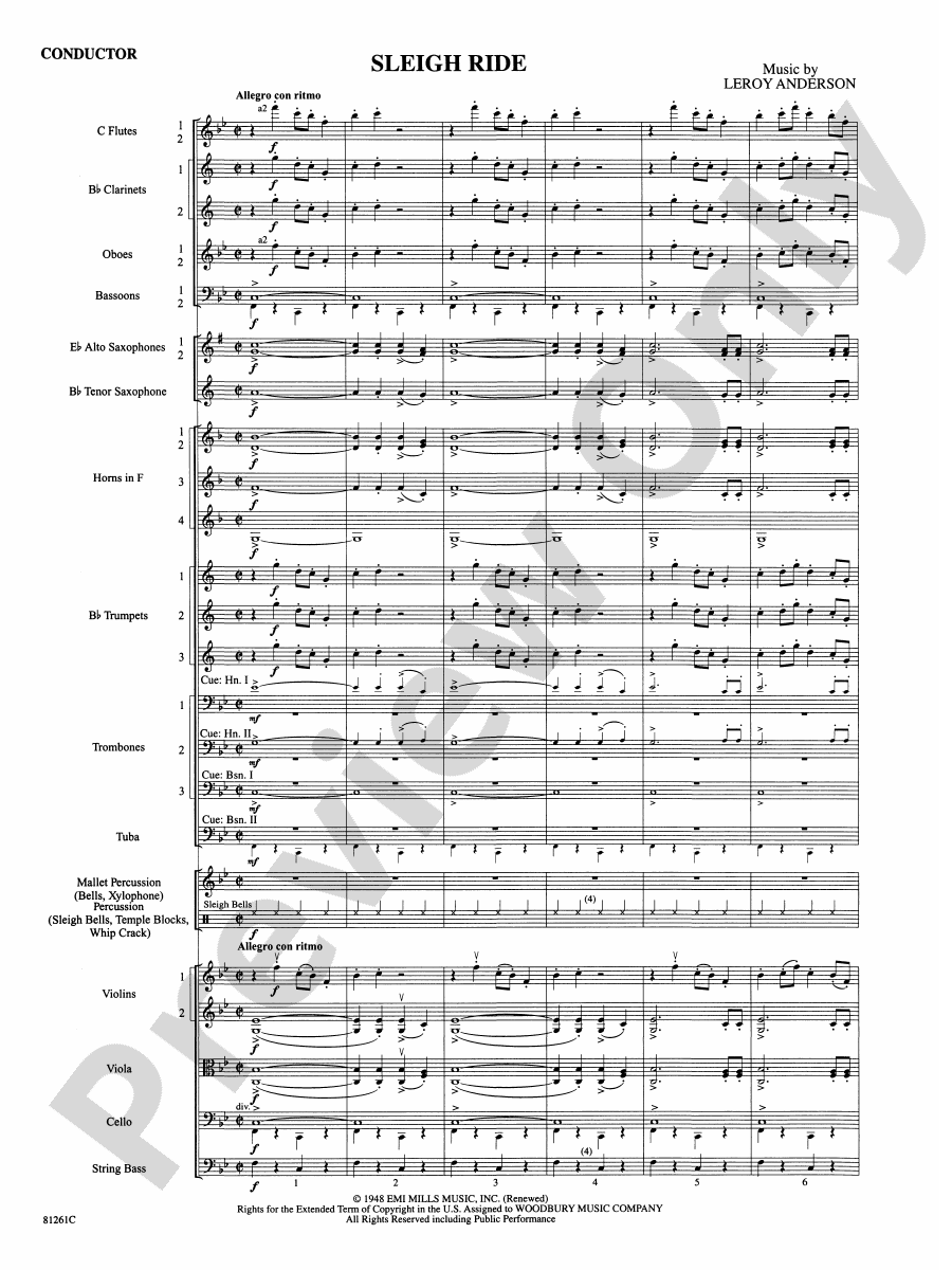 Sleigh Ride: Full Orchestra Conductor Score & Parts: Leroy Anderson ...