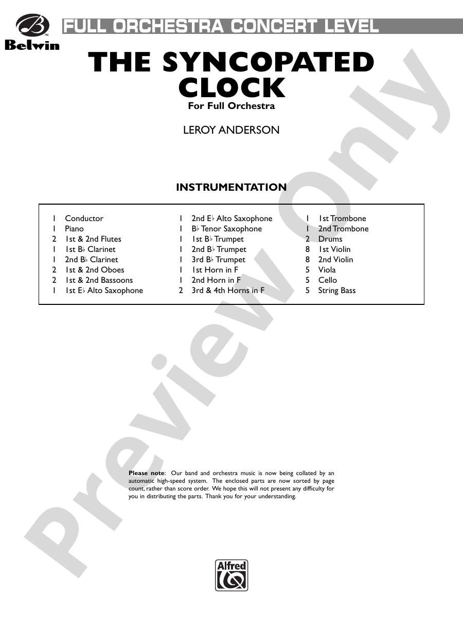 The Syncopated Clock: Full Orchestra Conductor Score & Parts: Leroy ...