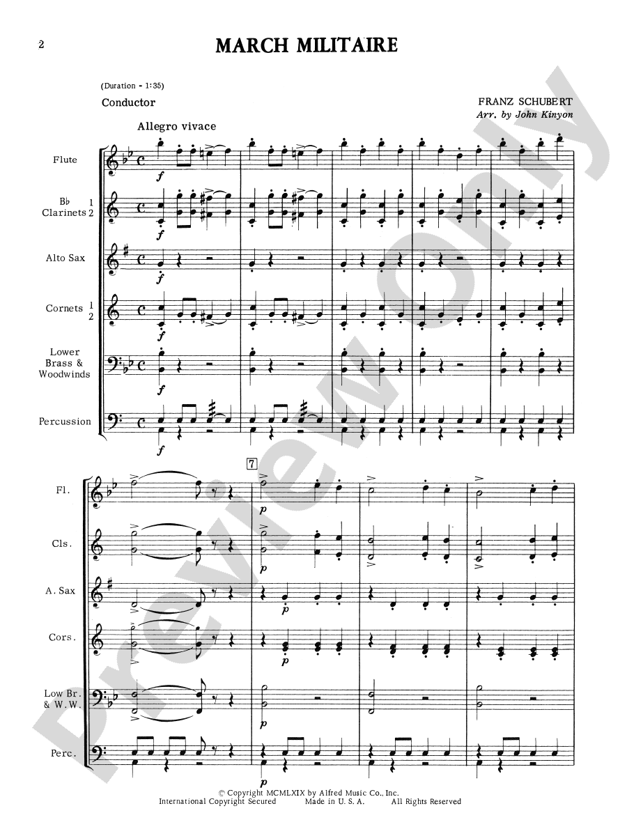 March Militaire: Concert Band Conductor Score & Parts: Franz Schubert ...