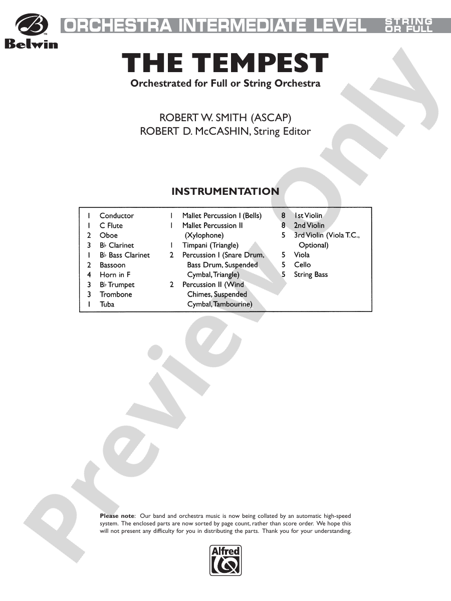 The Tempest: Full Orchestra Conductor Score & Parts: Robert W. Smith - Digital Sheet Music Download