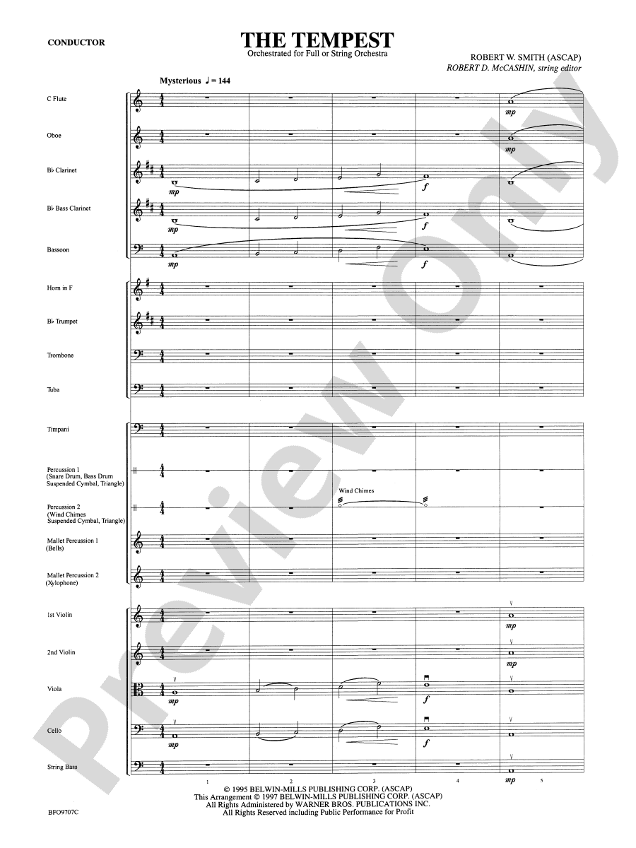 The Tempest: Full Orchestra Conductor Score & Parts: Robert W. Smith - Digital Sheet Music Download