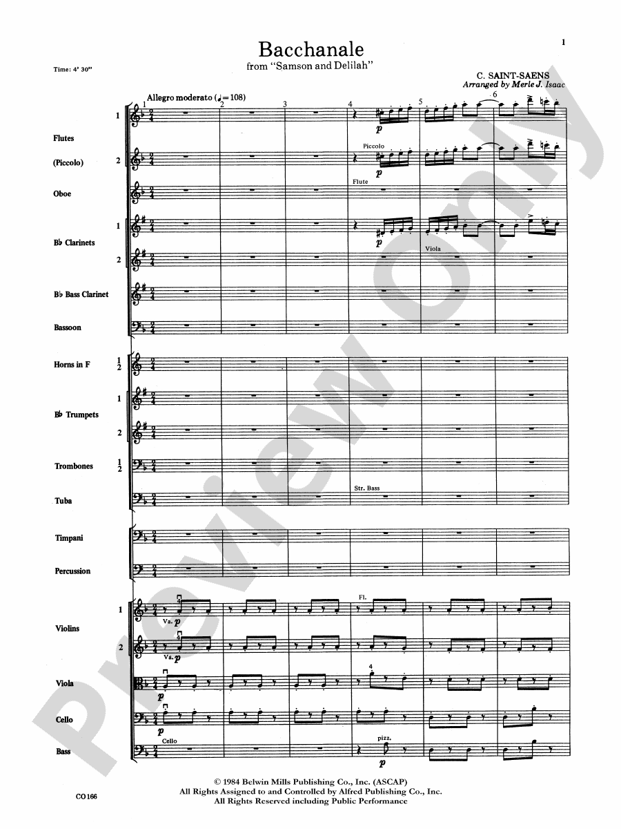 Bacchanale from Samson and Delilah: Full Orchestra Conductor Score & Parts: Camille Saint-Saëns ...