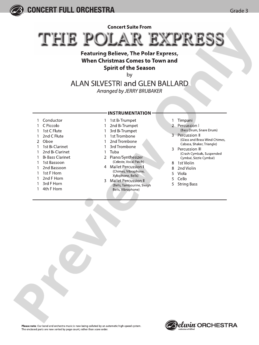 The Polar Express, Concert Suite from: Full Orchestra Conductor Score ...