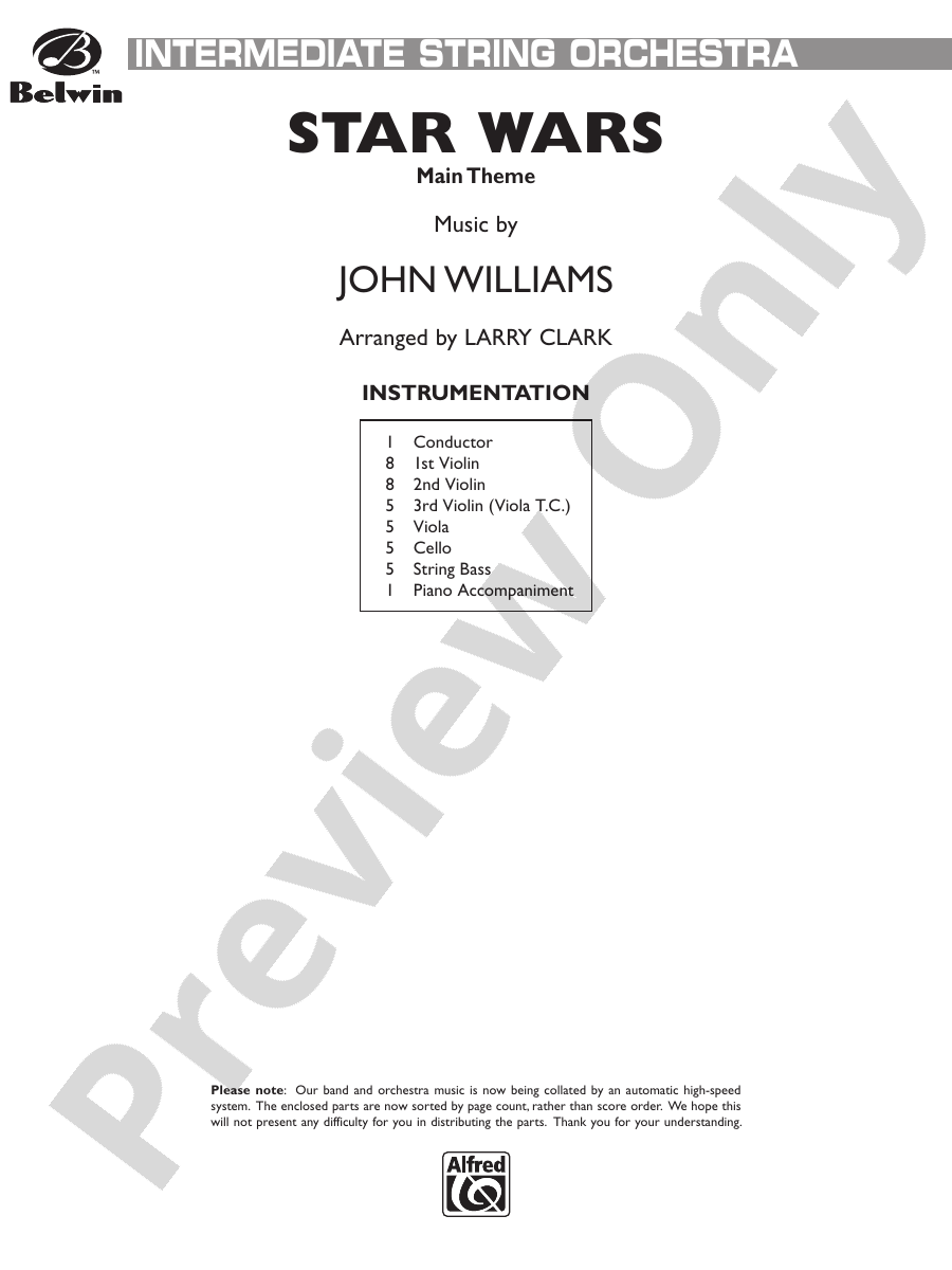 Star Wars (Main Theme): String Orchestra Conductor Score & Parts ...