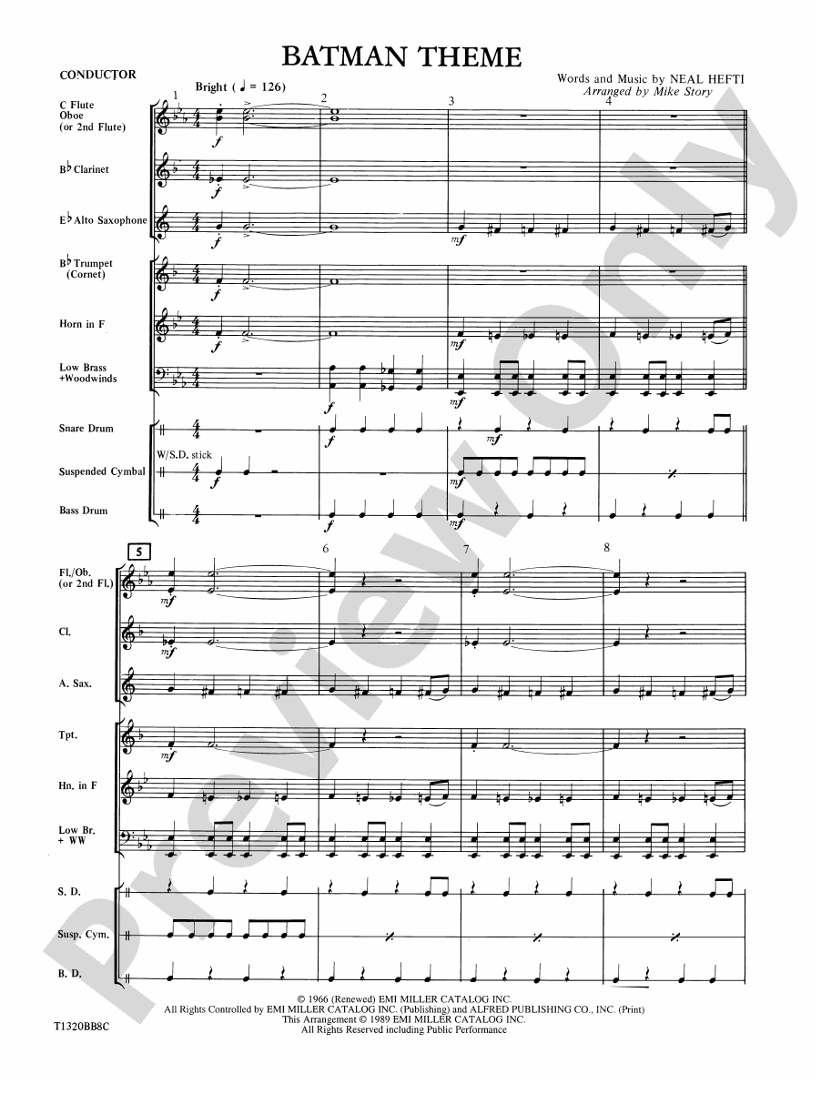 Batman Theme (from the Original TV Series): Concert Band Conductor ...