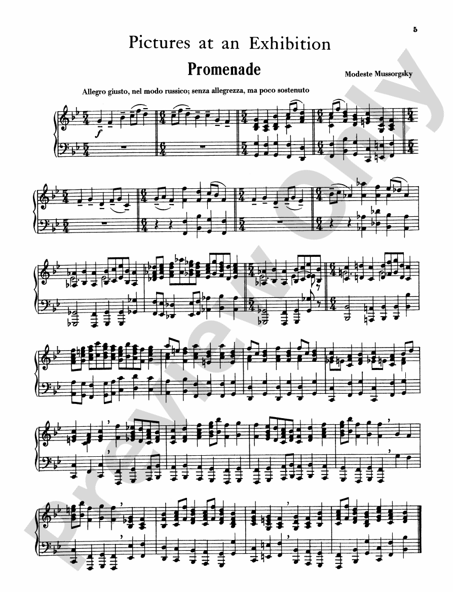 Mussorgsky: Pictures at an Exhibition: Piano: Modest Mussorgsky - Digital Sheet Music Download