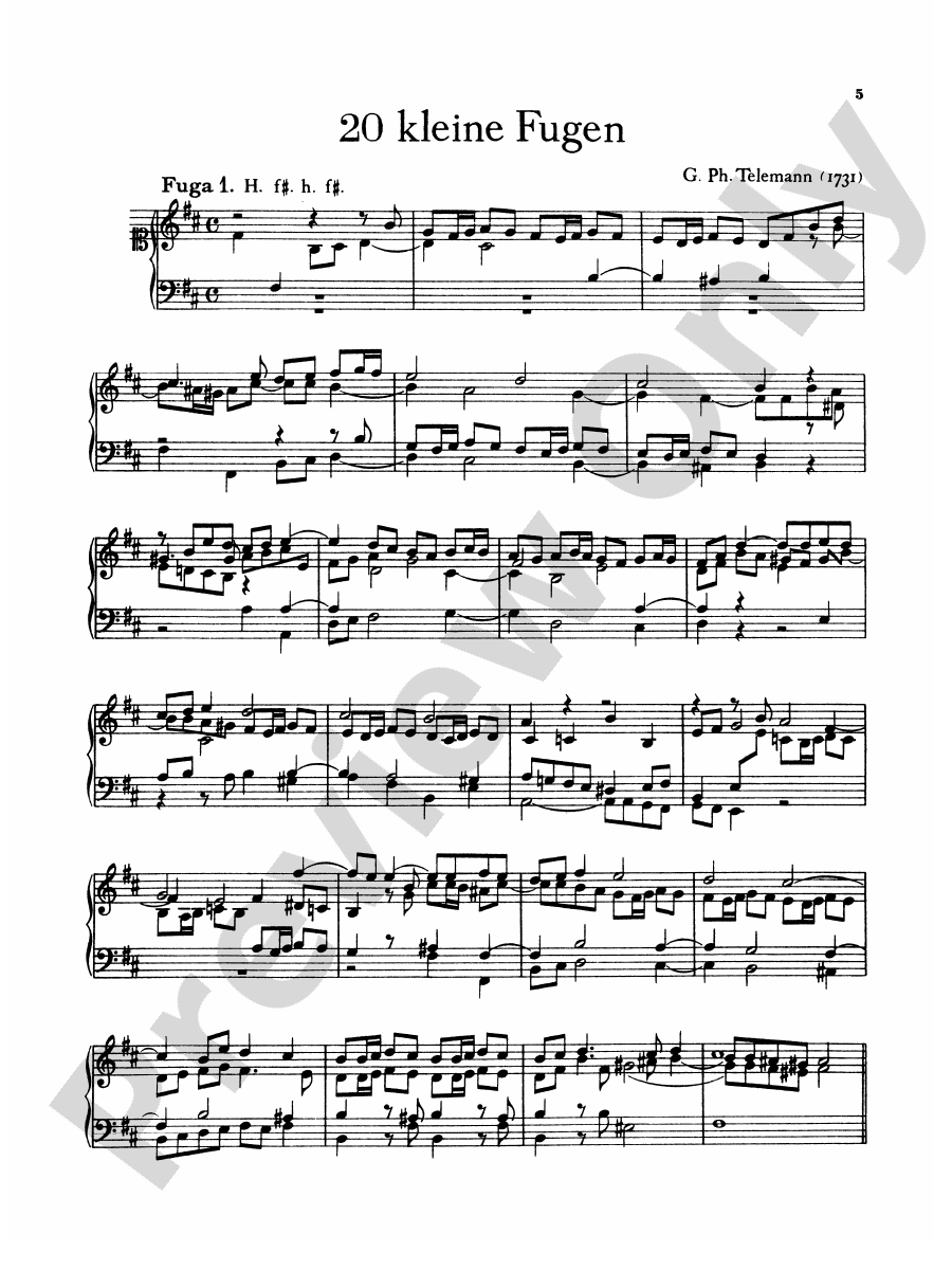 Telemann: Twenty Little Fugues: Organ Book: Georg Philipp Telemann ...