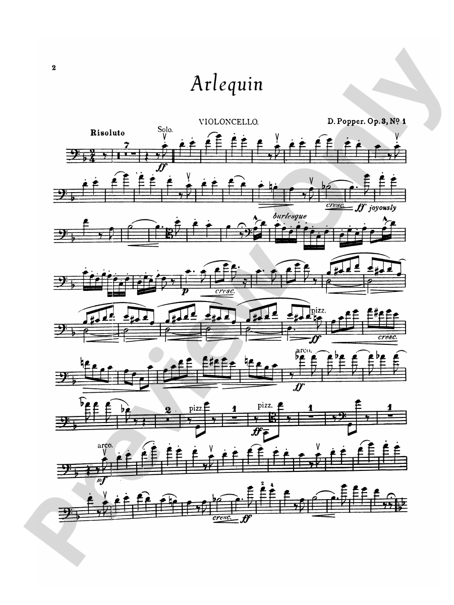 Popper: Arlequin and Papillon: Cello Book: David Popper - Digital Sheet ...