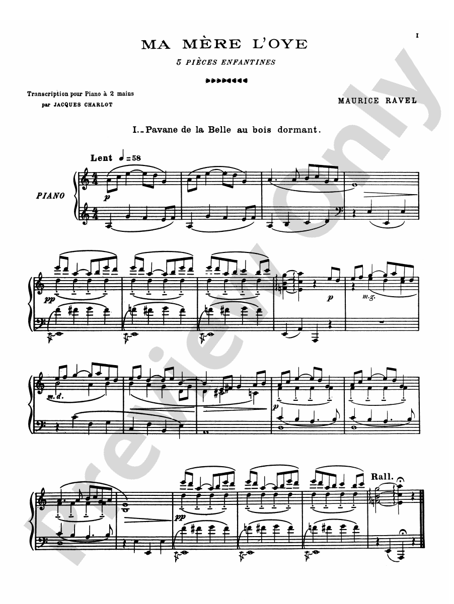 Ravel: Ma Mère l'oye (Mother Goose Suite): Piano: Maurice Ravel ...