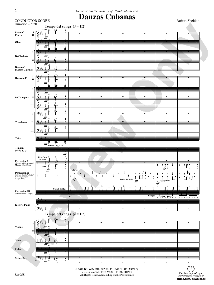 Danzas Cubanas: Full Orchestra Conductor Score & Parts: Robert Sheldon - Digital Sheet Music ...