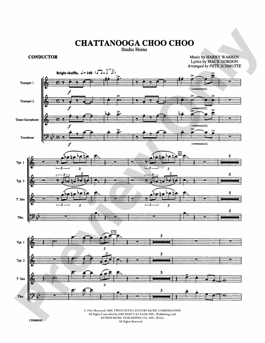 Chattanooga Choo Choo: Choral Instrumental Parts: Harry Warren ...