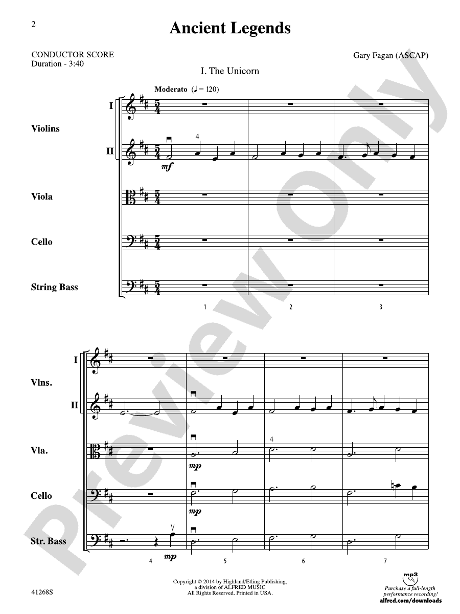 Ancient Legends: String Orchestra Conductor Score & Parts: Gary Fagan - Digital Sheet Music Download