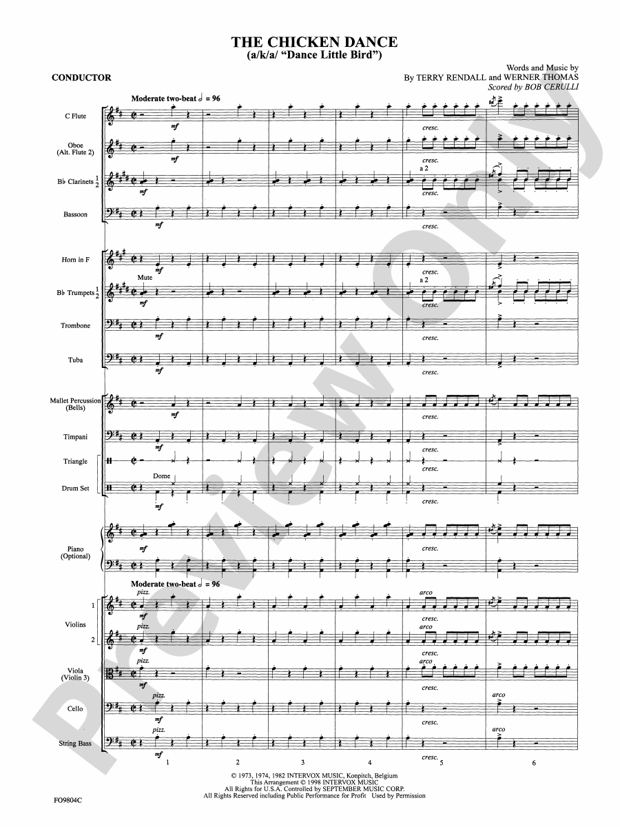 The Chicken Dance: Full Orchestra Conductor Score & Parts - Digital ...