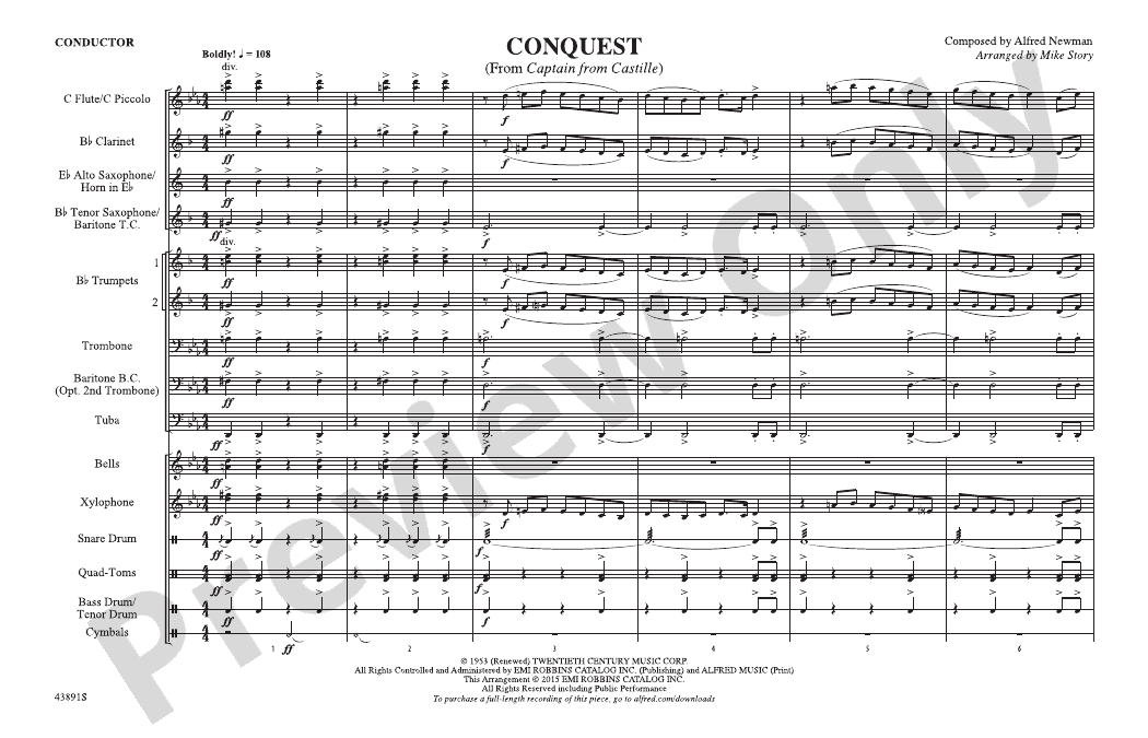 Conquest (from Captain from Castille): Marching Band Conductor Score ...