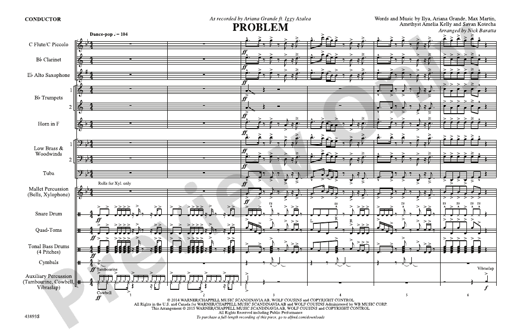 Problem: Marching Band Conductor Score & Parts: Ariana Grande - Digital ...