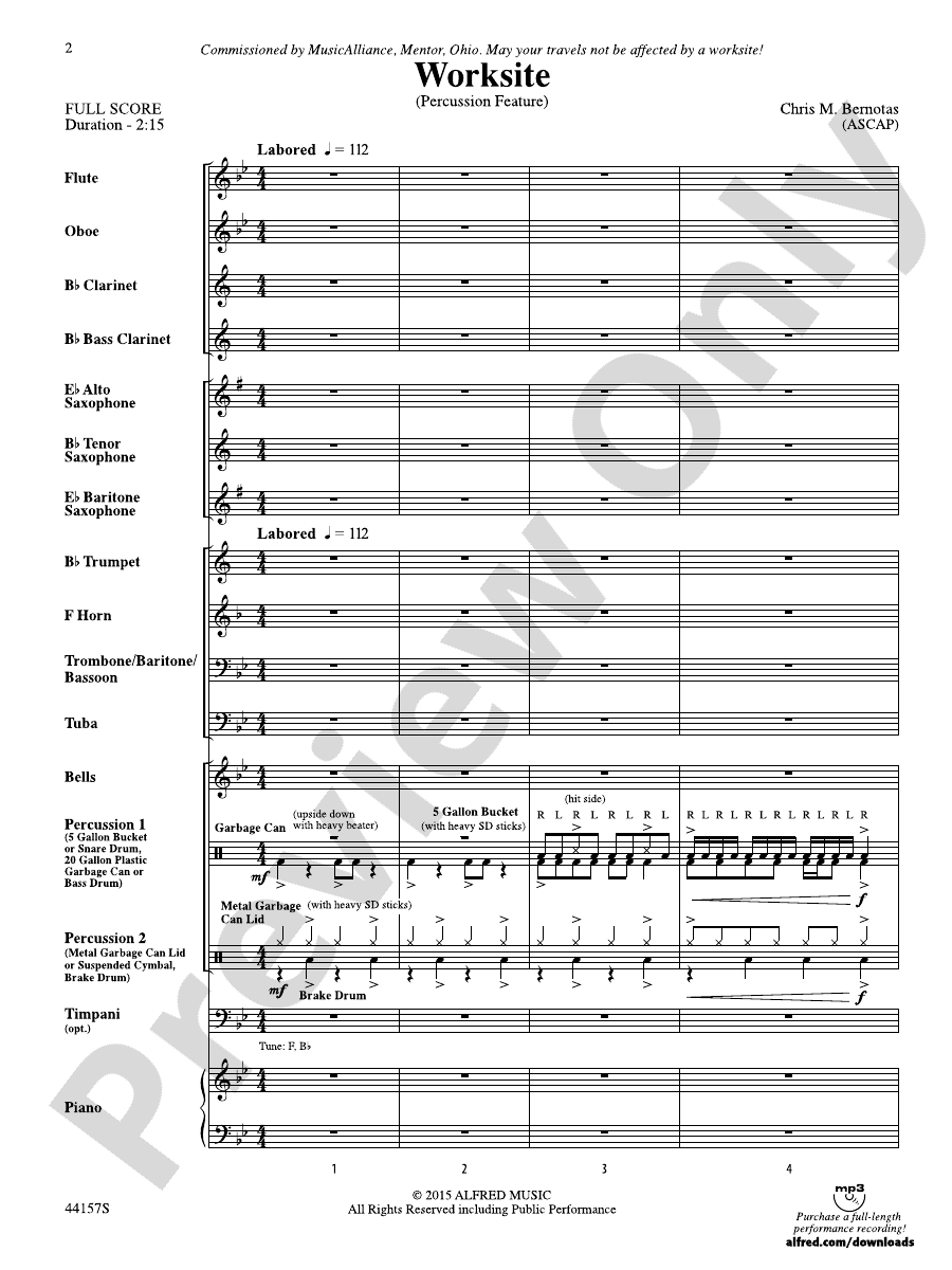 Worksite: Concert Band Conductor Score & Parts: Chris M. Bernotas - Digital Sheet Music Download