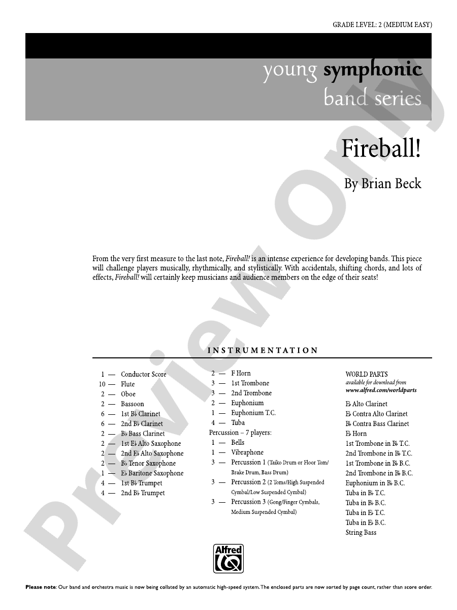 Fireball!: Concert Band Conductor Score & Parts: Brian Beck - Digital ...