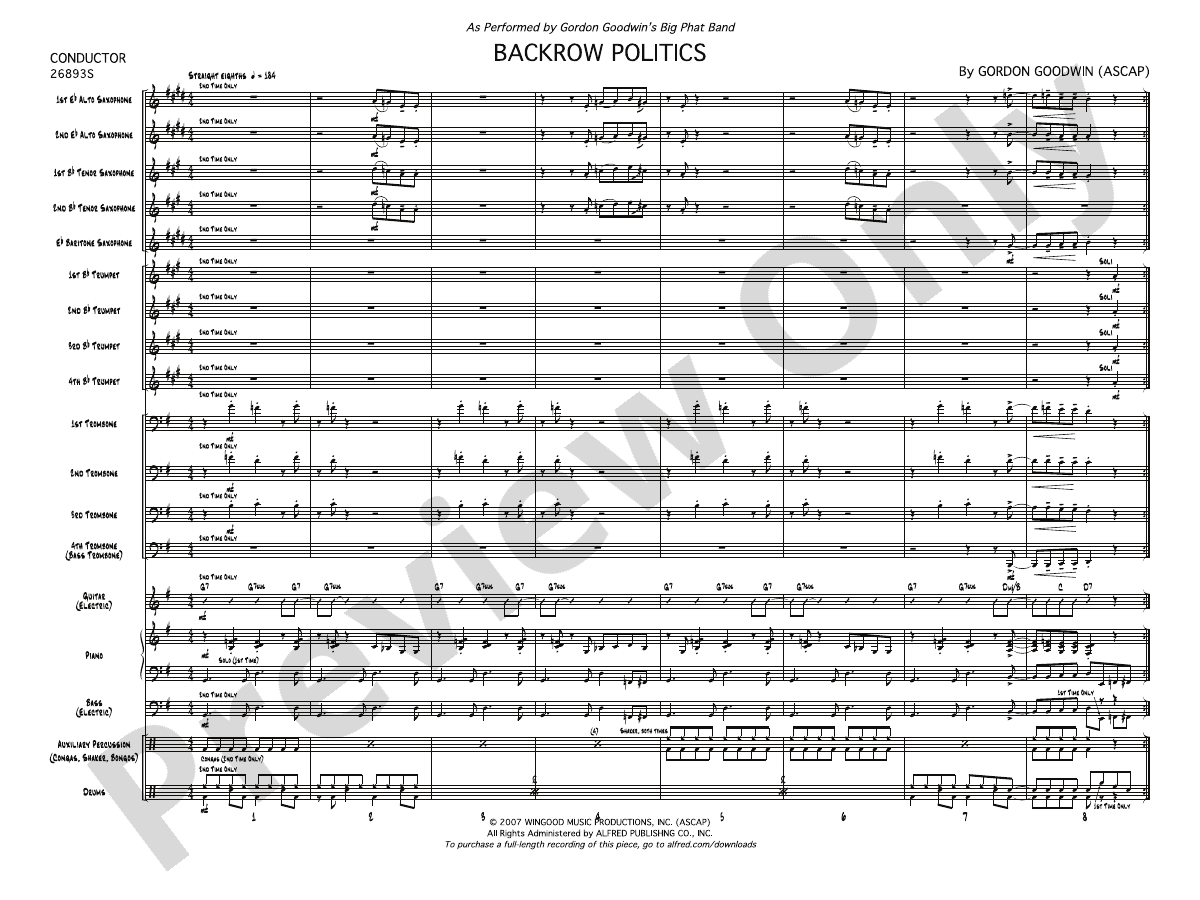 Backrow Politics: Jazz Ensemble Conductor Score & Parts: Gordon Goodwin - Digital Sheet Music ...