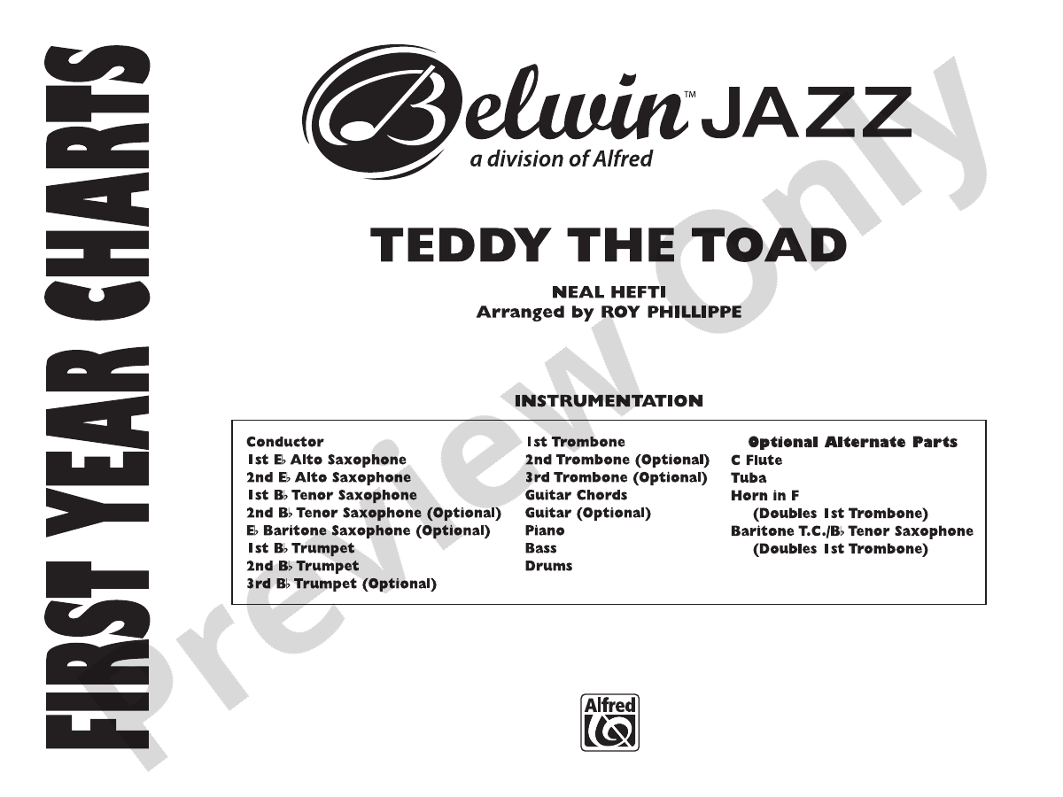 Teddy the Toad: Jazz Ensemble Conductor Score & Parts: Neal Hefti ...