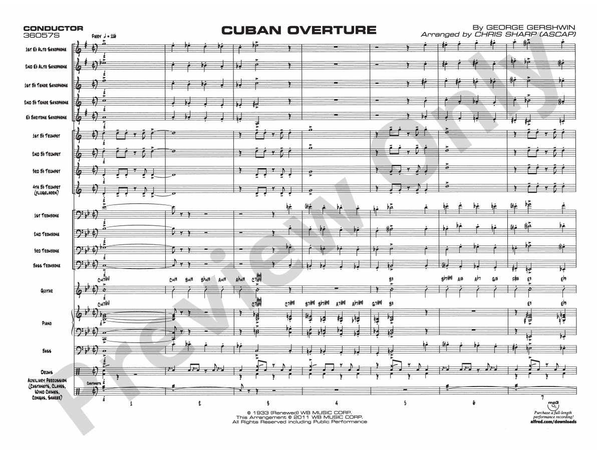 Cuban Overture: Jazz Ensemble Conductor Score & Parts: George Gershwin - Digital Sheet Music ...