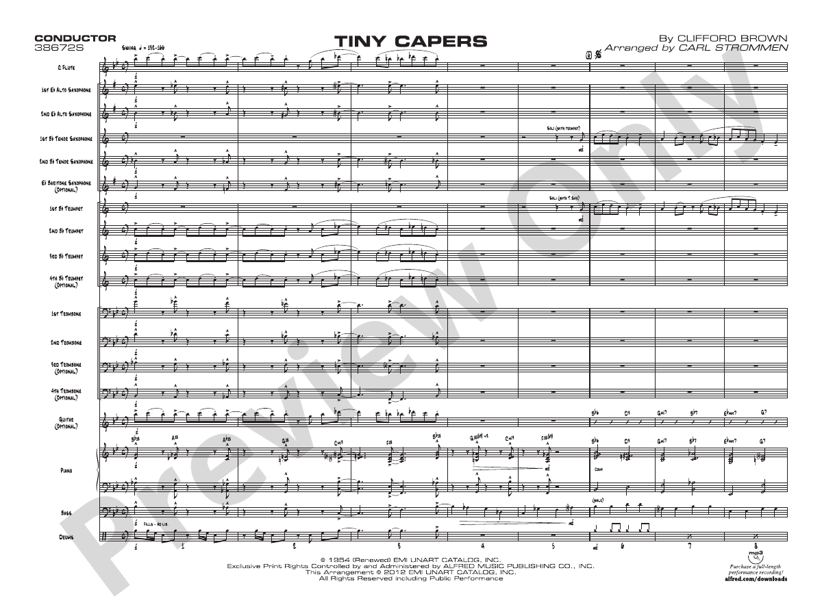 Tiny Capers: Jazz Ensemble Conductor Score & Parts: Clifford Brown - Digital Sheet Music Download
