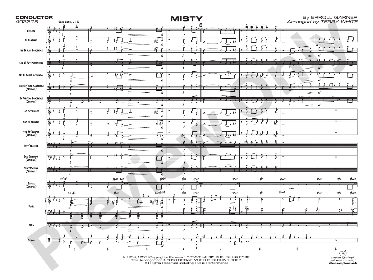 Misty: Jazz Ensemble Conductor Score & Parts: Erroll Garner - Digital ...