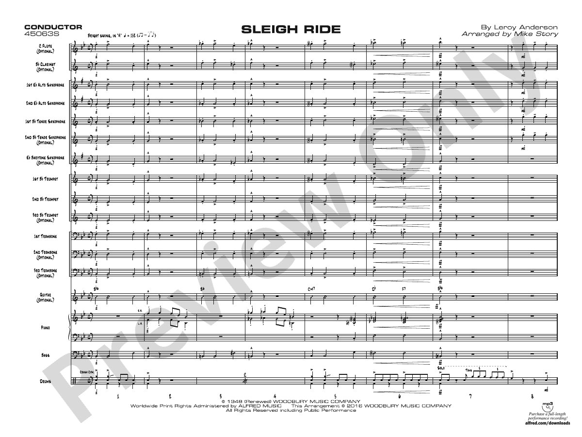 Sleigh Ride: Jazz Ensemble Conductor Score & Parts: Leroy Anderson ...