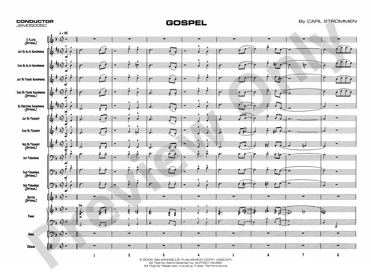 Gospel: Jazz Ensemble Conductor Score & Parts: Carl Strommen - Digital ...