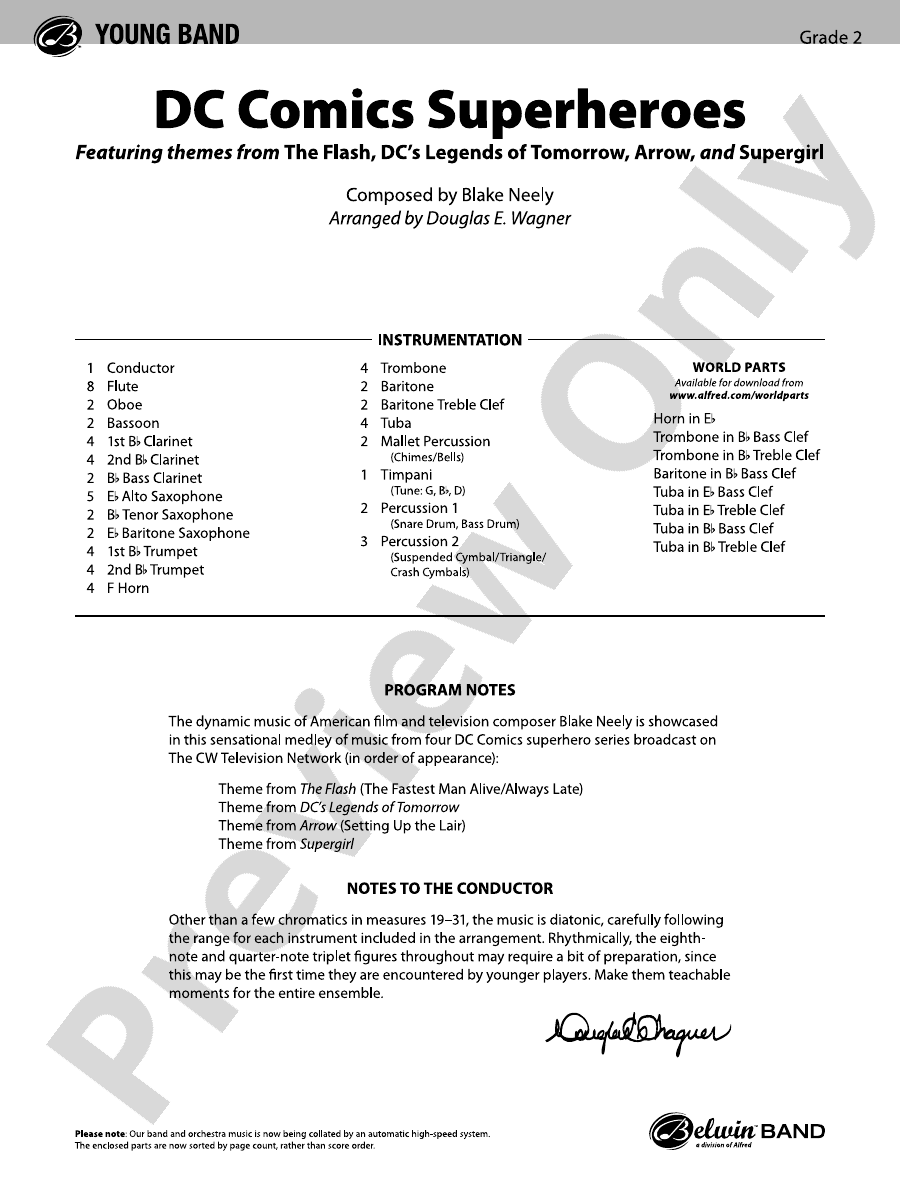 DC Comics Superheroes: Concert Band Conductor Score & Parts: Blake ...