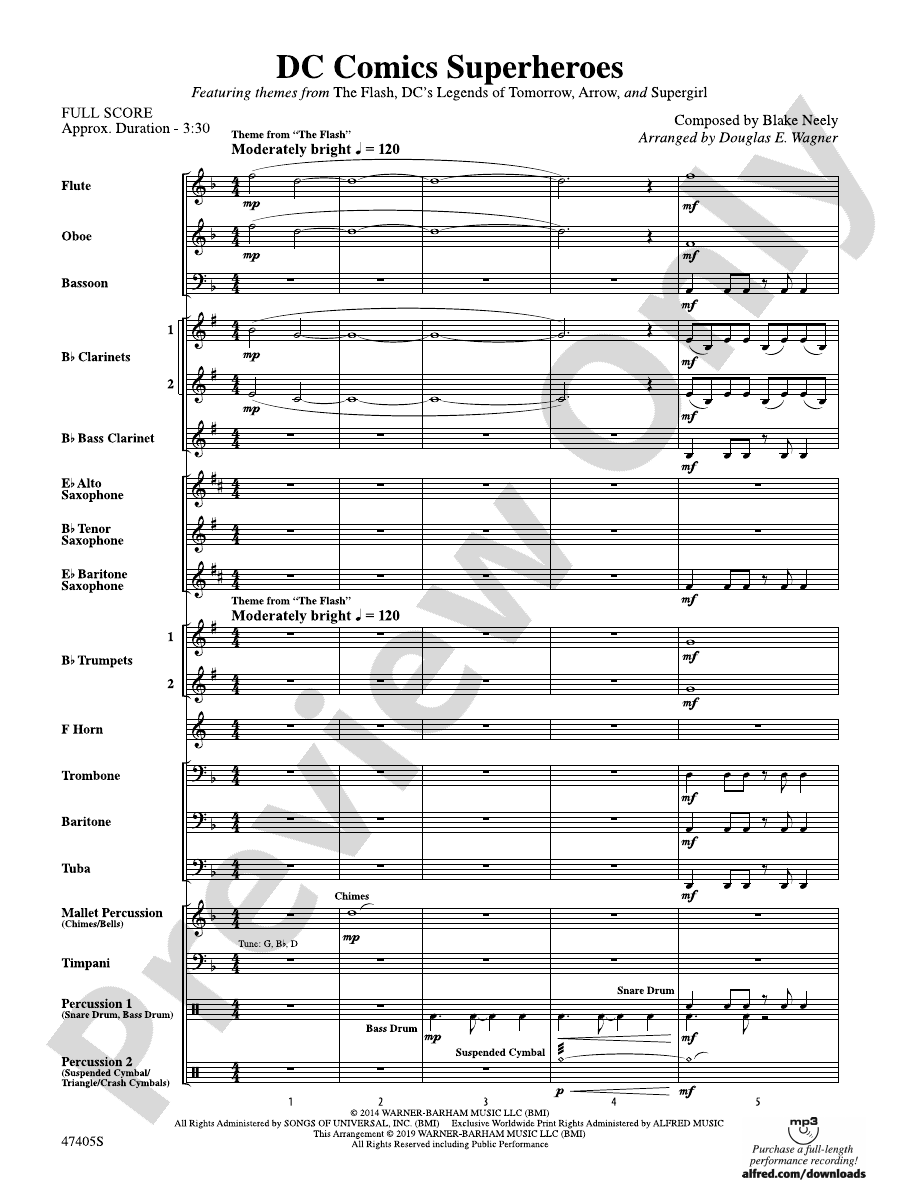 DC Comics Superheroes: Concert Band Conductor Score & Parts: Blake ...