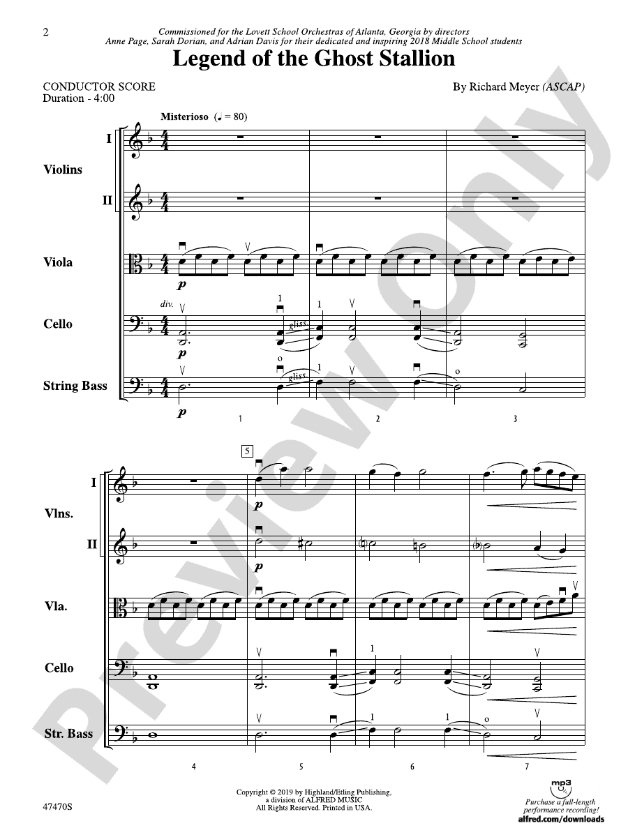 Legend of the Ghost Stallion: String Orchestra Conductor Score & Parts ...