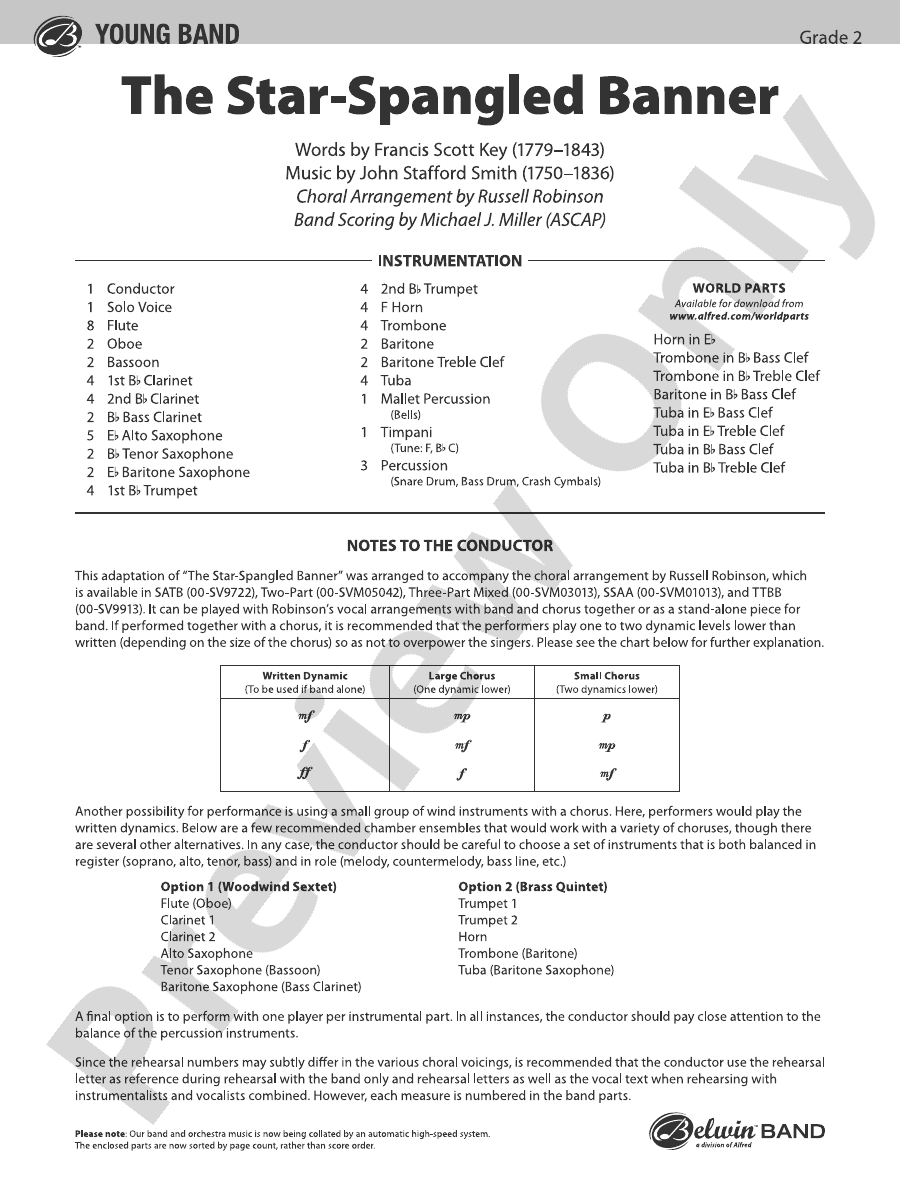 The Star-Spangled Banner: Concert Band Conductor Score & Parts: John ...