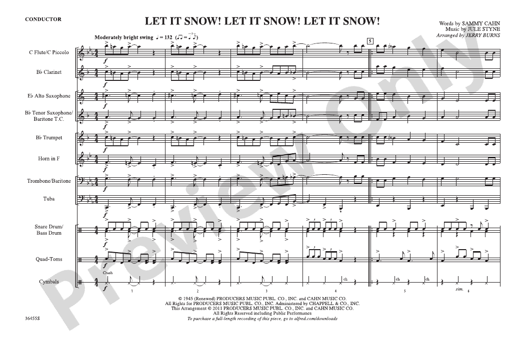 Let It Snow! Let It Snow! Let It Snow!: Marching Band Conductor Score ...