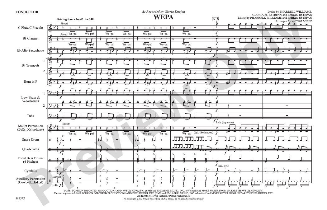 Wepa: Marching Band Conductor Score & Parts: Emilio Estefan - Digital ...