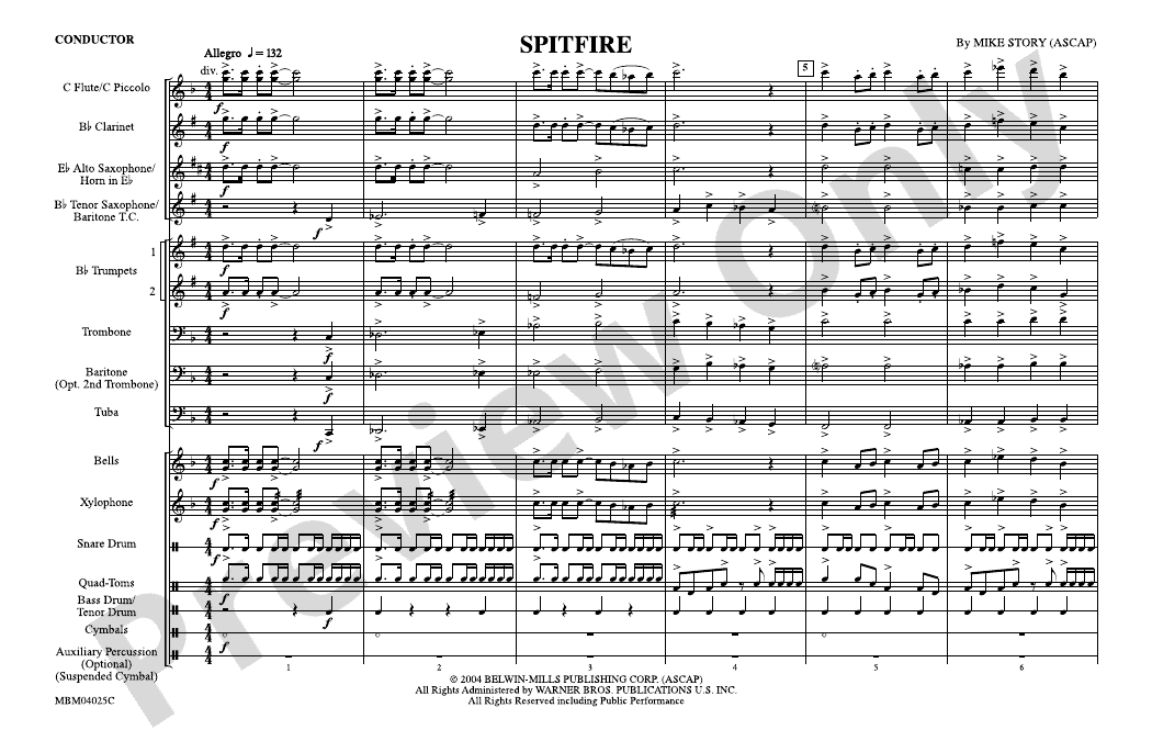 Spitfire: Marching Band Conductor Score & Parts: Mike Story - Digital ...