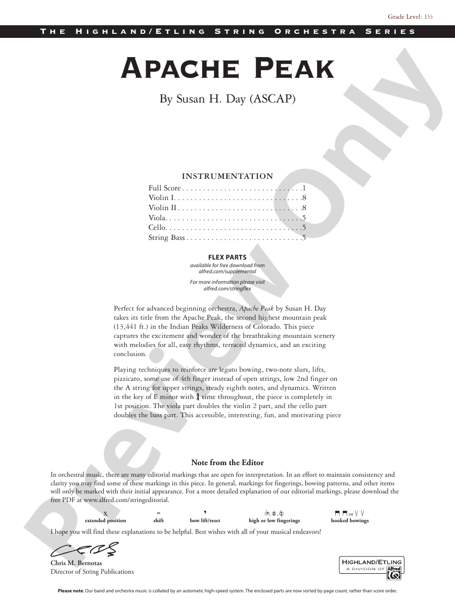 Apache Peak: Flexible String Ensemble Conductor Score & Parts: Susan H. Day - Digital Sheet ...
