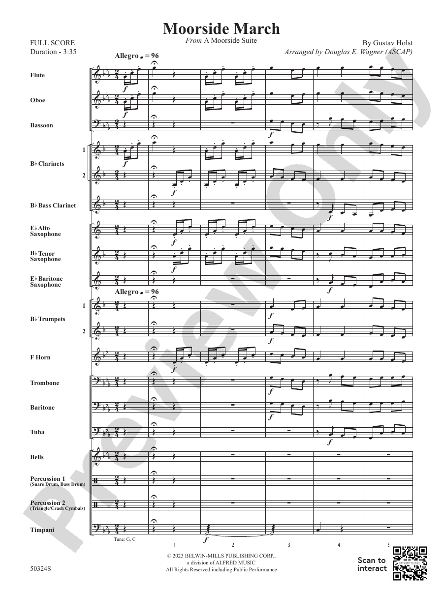 Moorside March: Concert Band Conductor Score & Parts: Gustav Holst ...
