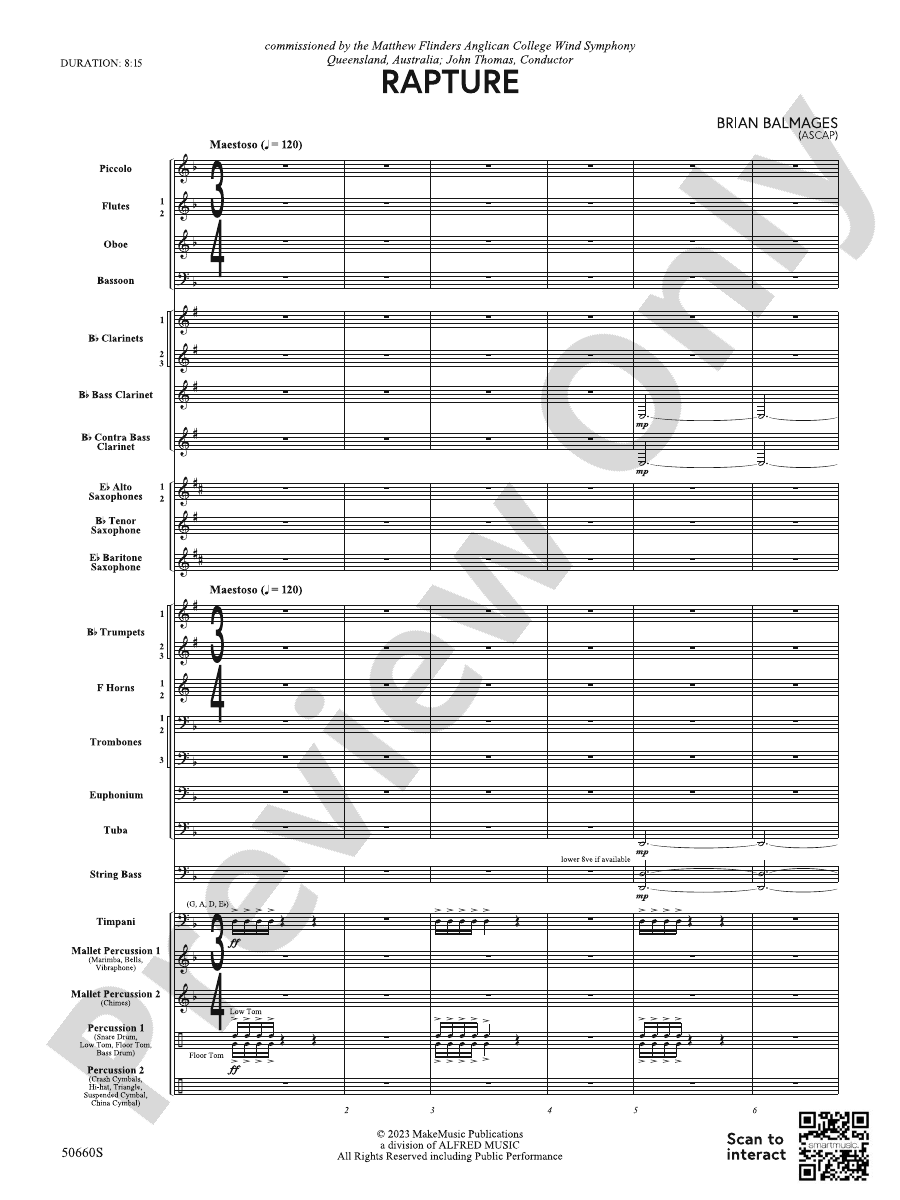 Rapture: Concert Band Conductor Score & Parts: Brian Balmages - Digital ...