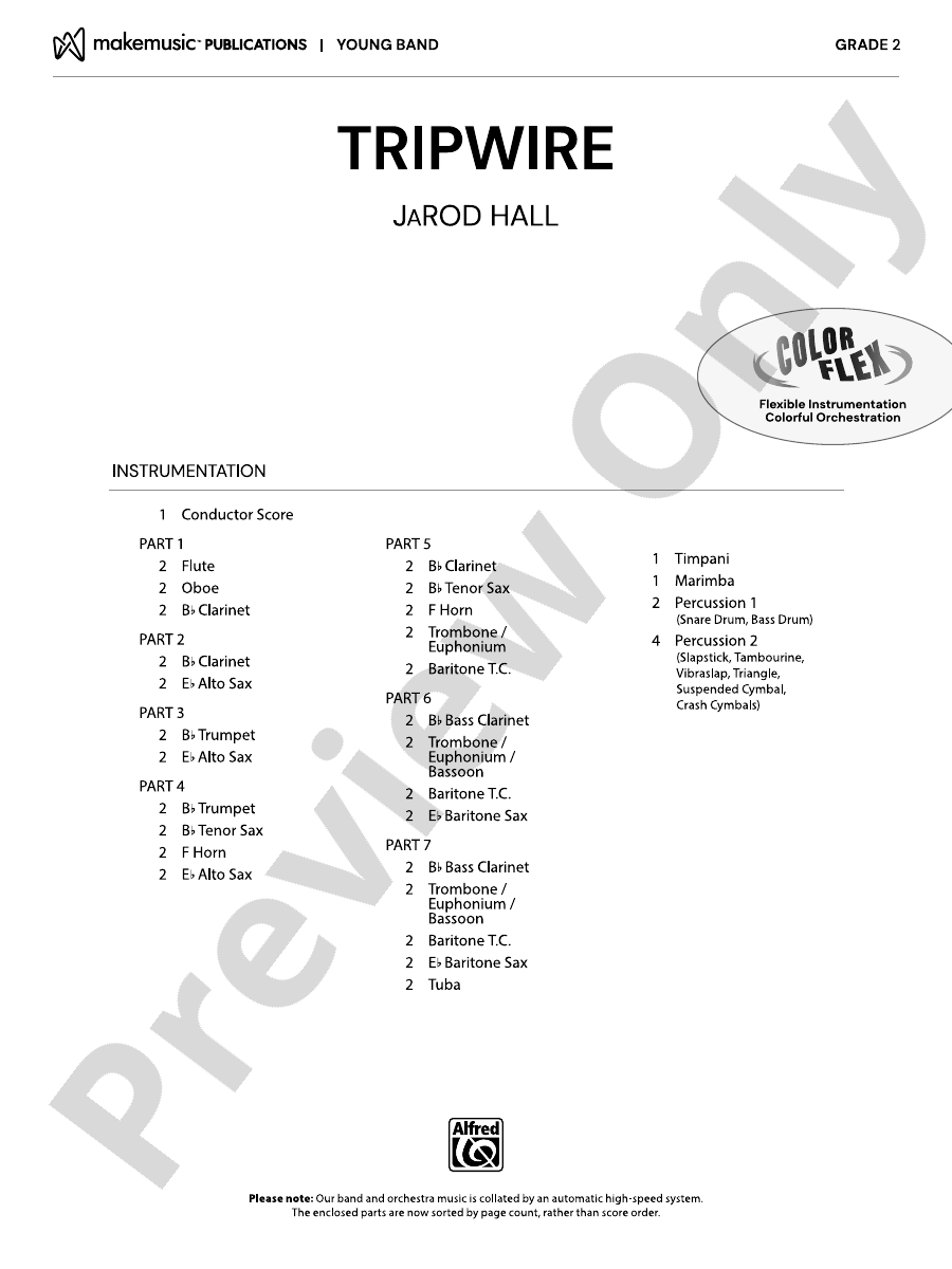 Tripwire: Concert Band Conductor Score & Parts - ColorFlex Version ...