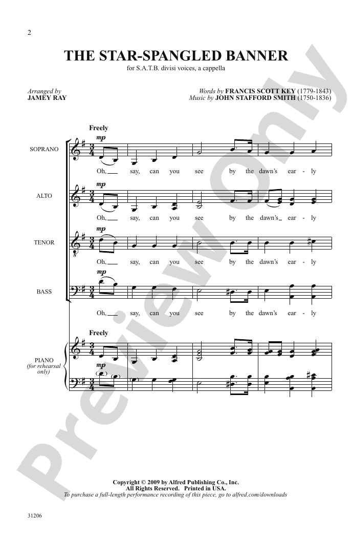 The Star-Spangled Banner: SATB, a cappella Choral Octavo: John Stafford ...